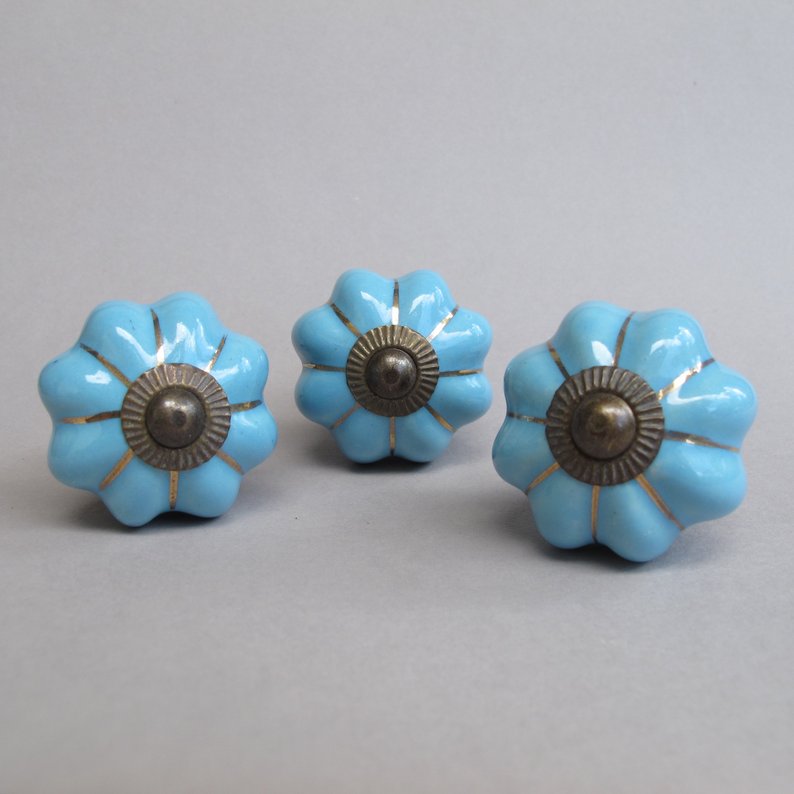 Petite Marigold Knob - Light Blue - Hooks & Knobs