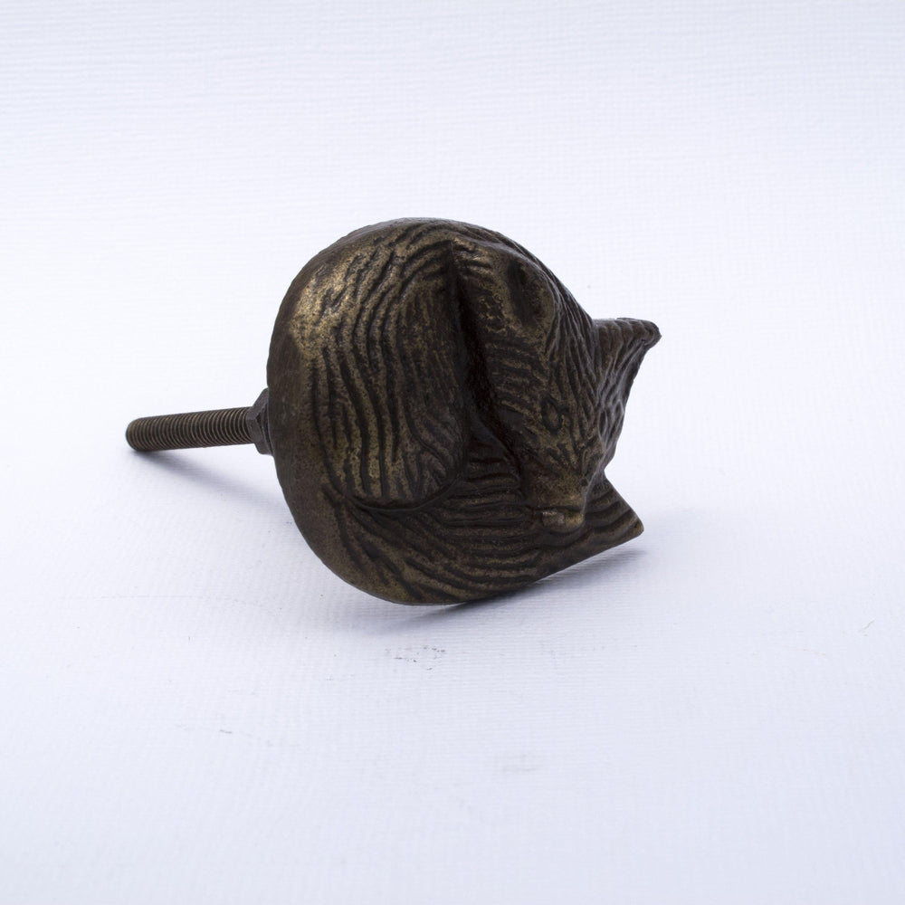 Metal Woodland Sleeping Fox Drawer Pulls & Cabinet Knobs - Hooks & Knobs