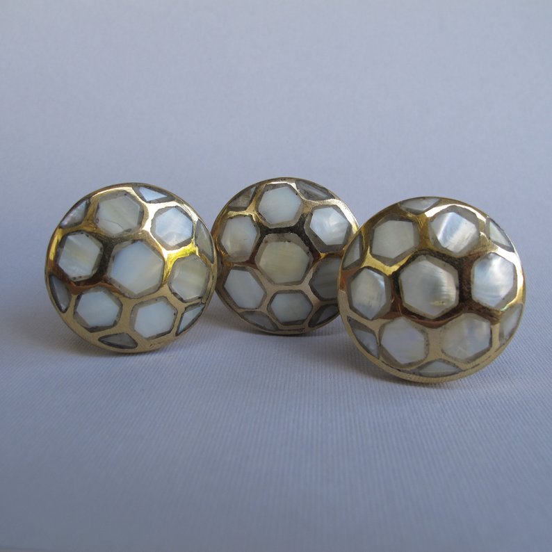 Turtle Shell Mother of Pearl Drawer Pulls & Cabinet Knobs - Hooks & Knobs