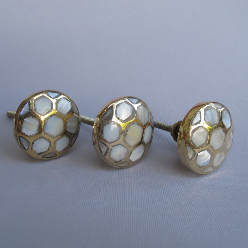 Turtle Shell Mother of Pearl Drawer Pulls & Cabinet Knobs - Hooks & Knobs