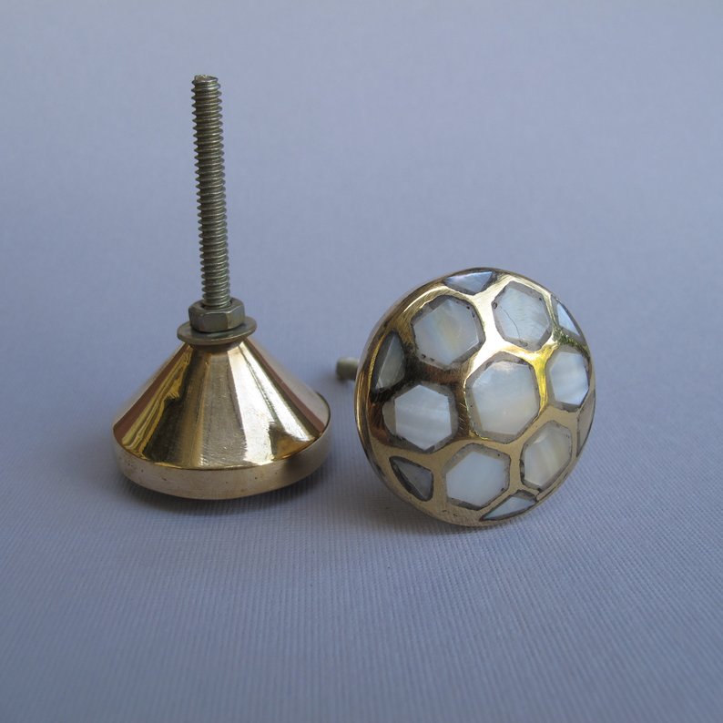 Turtle Shell Mother of Pearl Drawer Pulls & Cabinet Knobs - Hooks & Knobs